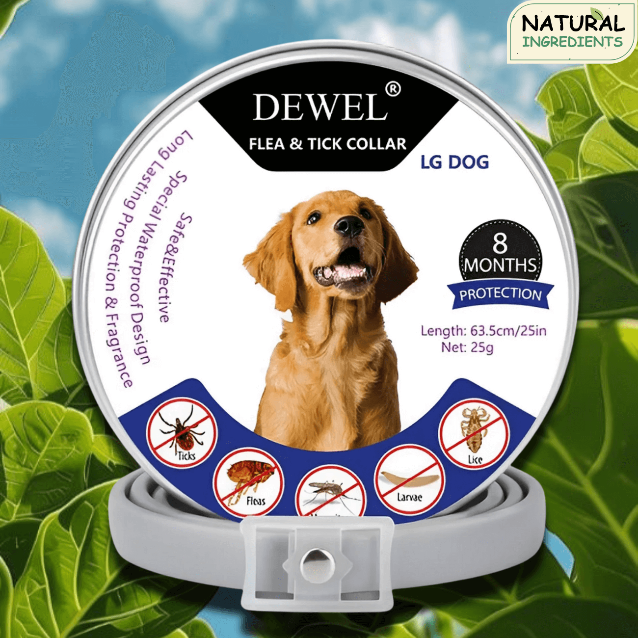 Herbal Flea & Tick Collar for Dogs (8-Month Natural Protection) — DEWE ...